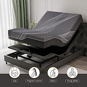 Dyonery Twin XL Adjustable Bed Base Frame with Wireless Remote + 14 Inch Twin XL Gel Memory Foam Mattress Bed in a Box, Head and Foot Incline, Zero Gravity, Fiberglass Free, 80" × 38"