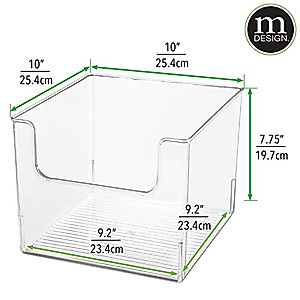 mDesign Plastic Home Storage Organizer Bin for Cube Furniture Shelving in Office, Entryway, Closet, Cabinet, Bedroom, Laundry Room, Nursery, Kids Toy Room - Open Front - 2 Pack - Clear