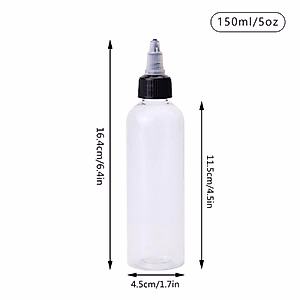 Cheeren 12Pcs 5oz/150ml Plastic Squeeze Dispensing Bottles with Black Twist Cap, Multi Purpose Bottle for Crafts, Art, Glue, Liquid，Kitchen,Household