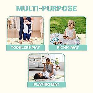 Easy Baby Nontoxic Foam Play Mat for Babies and Toddlers | Foldable, Washable, and Waterproof Playmat | Large 77" x 59" (Woodland Friends Pattern)
