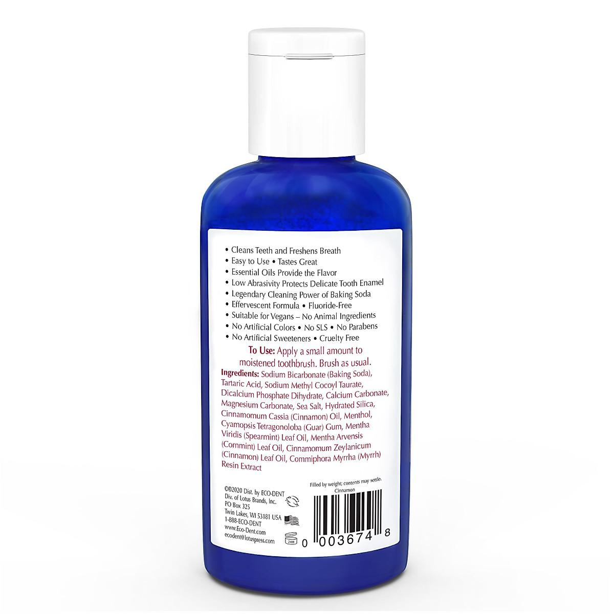 Eco-Dent DailyCare Baking Soda Toothpowder, Cinnamon - Fluoride-Free Toothpaste Powder, SLS-Free Tooth Powder with Baking Soda, Minerals, and Essential Oils, Toothpaste Alternative, 2 Oz