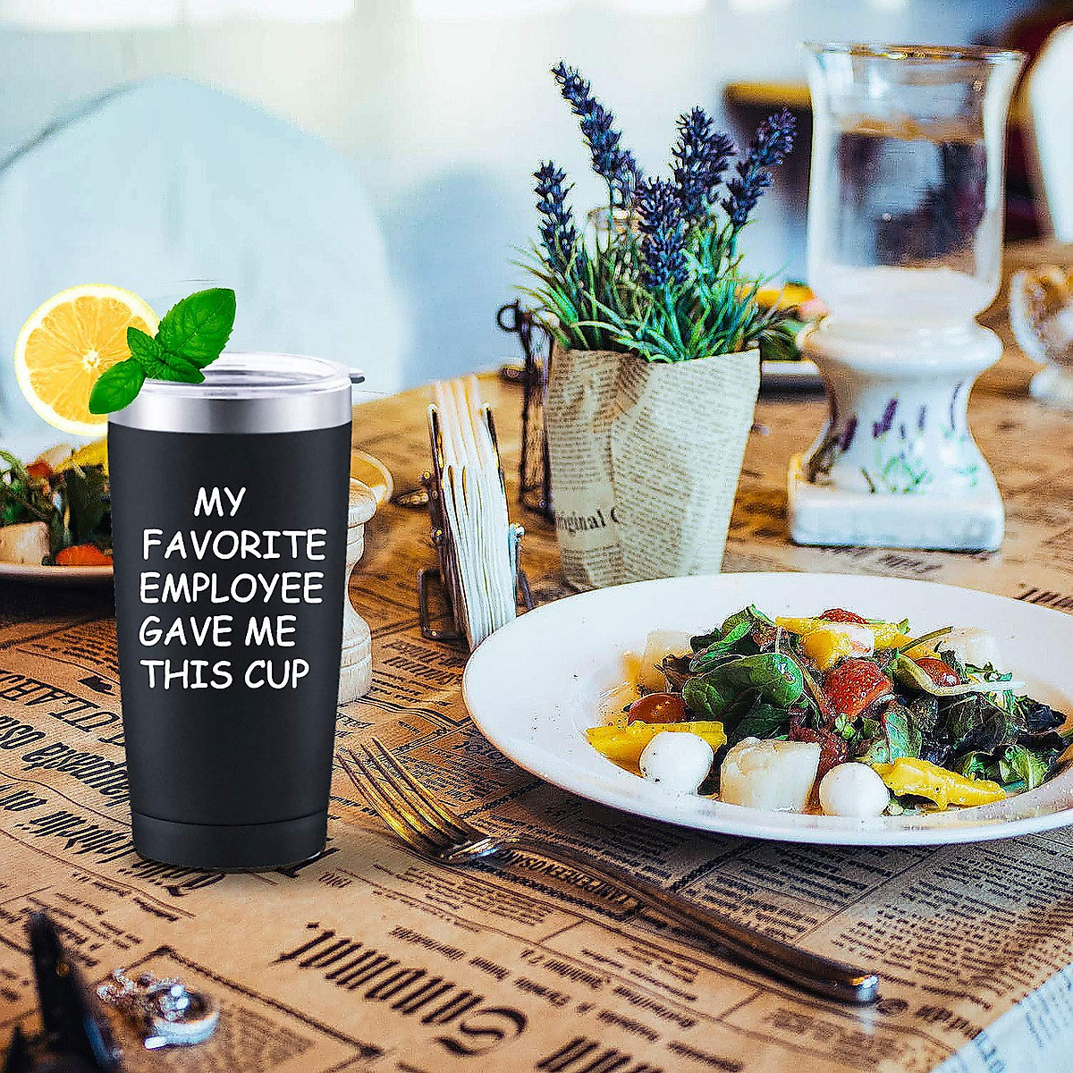 My Favorite Employee Gave Me This Cup Travel Tumbler, 20 Oz Insulated Stainless Steel Tumbler with Lid, Funny Bosses Day Birthday Gift for Men Boss Manager Director Supervisor Team Leader, Black