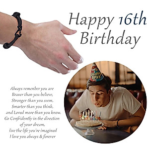 Twilumin Sweet 16 Birthday Gifts for Boy, Adjustable Black Rope Bracelet as Unique Birthday Gift Ideas for 16 Year Old Boy, Happy 16 Birthday Bracelet as Bday Jewelry Present for Him