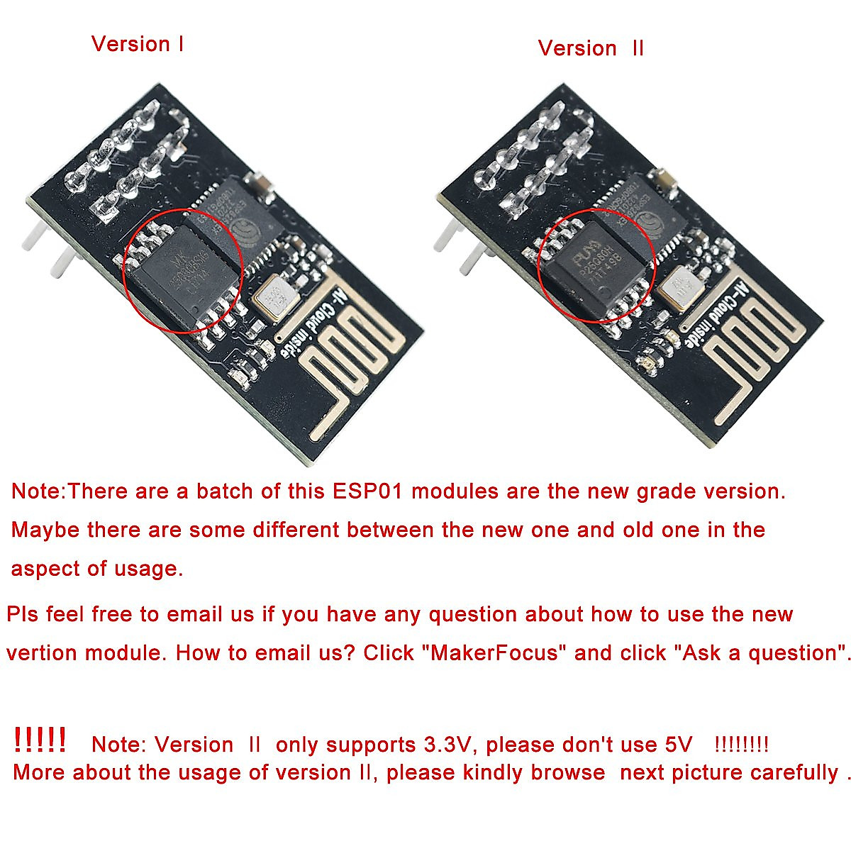 Makerfocus 4pcs ESP8266 Esp-01 Serial Wireless Wifi Transceiver Module Compatible with Arduino
