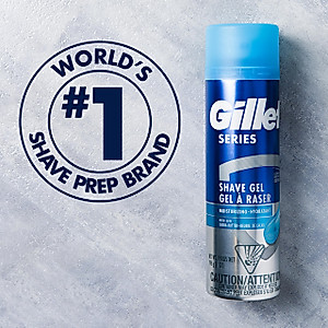 Gillette Series 3X Moisturizing Shave Gel, 6 Count, 7oz Each, Lubrication to Protect Against Irritation, Blue-White, 7 Ounce (Pack of 6)