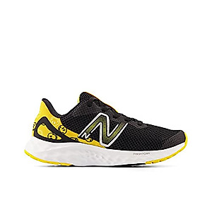 New Balance KIds Arishi Fresh Foam v4 Sneaker, BLACK/HOT MARIGOLD, 7 W Big Kid (8-12 Years)