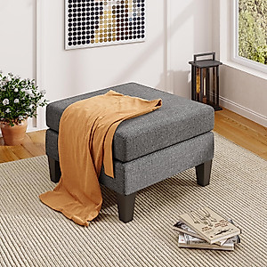 Gizoon Ottoman Module for Modular Sofa, Cube Seat, Square Ottoman for Sectional Couch, Footrest with Modern Fabric, Dark Grey