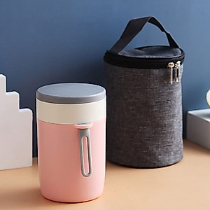 BESTonZON Insulated Food Jar Leak-proof Soup Cup with Spoon Stainless Steel Vacuum Lunch Box Breakfast Cup Thermal Cereal Cup Sealing Soup Cup for Hot Cold Food 450ml