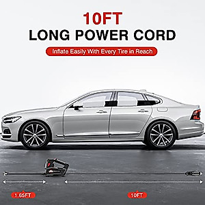 Awindshade Tire Inflator Portable Air Pump for Car Tires with Digital Pressure Gauge, DC 12V Auto Tire Pump,150PSI with Emergency LED Light for Car, Motorcycle, Bicycle and Other Inflatables