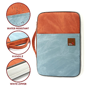 Mygreen Zipper Portfolio Organizer A4 Note Pouch-Waterproof Document Bags/Zipper Binder/Paper Case Khaki and Grey