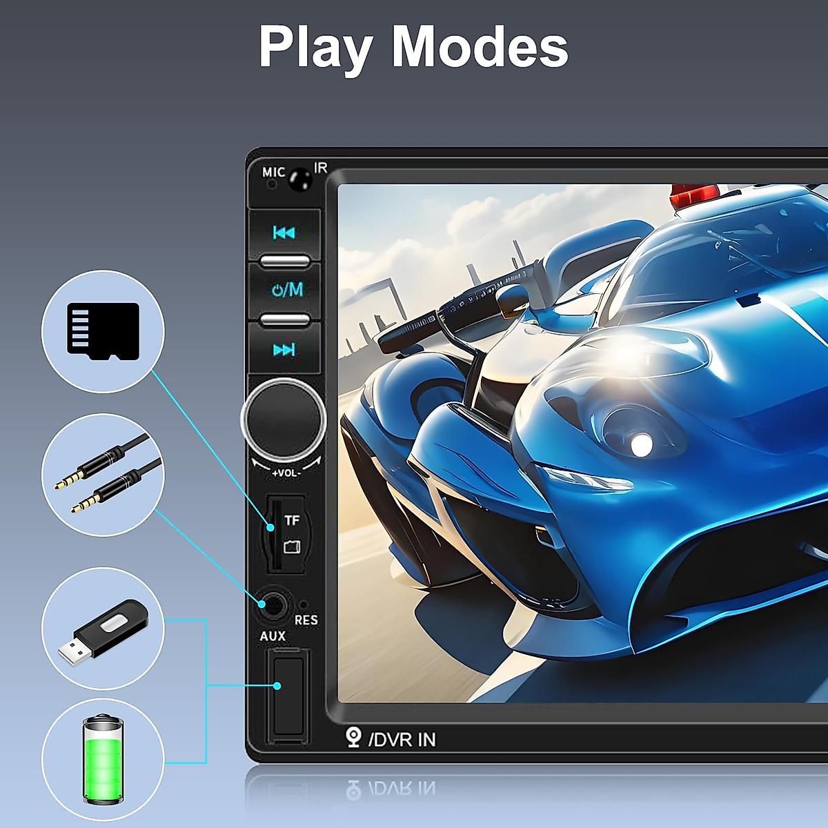Nhopeew Double Din Car Stereo with Bluetooth and Backup Camera 7 Inch Touch Screen Car Radio Support AUX/USB/TF Card/Mirror Link/Steering Wheel Control