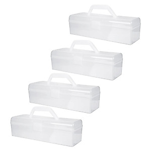 Zerodeko 4pcs Boxes Portable Storage Box Clear Plastic Organizer Plastic Storage Bin Food Storage Container Utensil Accessories Clear Container Multifunction Student Tool Box Pp