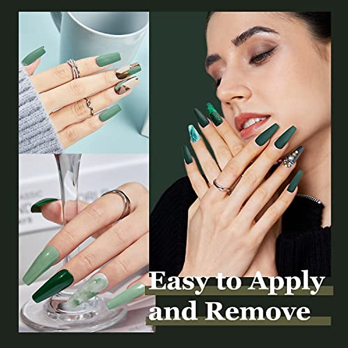 modelones Blue Green Gel Nail Polish Set - 6 Colors Misty Gray Dark Green Glitter Gel Polish Kit Sage Green Baby Blue Nail Gel Polish Soak Off LED Nail Lamp Gel Nail Kit DIY Home Nails Manicure Gifts