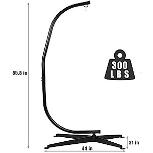 Ezone Heavy Duty Metal Hanging Hammock C-Stand for Chair, Porch Swing W/Weather-Resistant Finish, Offset Base, 360-DEGREE Rotation