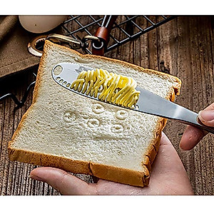 HAHAYOO The Better Butter Spreader Knife, Butter Knife Spreaders, Stainless Steel Butter Knives Curler, Butter Knifes for Cold Butter Slicer with Holes, Butter Grater, 3 in 1 Kitchen Gadgets Serrated