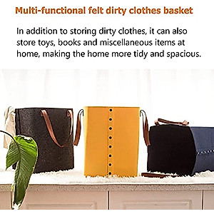 RuiYBuTi Laundry Basket, Storage Bins Laundry Hamper Bag with Handle for Bedroom Laundry Room, Collapsible Felt Toy Storage Organizer Room Decor, Yellow