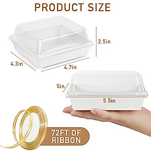 LotFancy Paper Charcuterie Boxes with Clear Lids, 50 Pack, 5 Inch Square Disposable To Go Food Containers, White Bakery Boxes for Sandwiches, Fruit, Strawberries, Sushi, Mini Cakes, Cookies