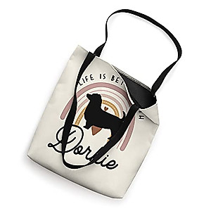 Life is Better Dorkie Rainbow Dog Mom Tote Bag