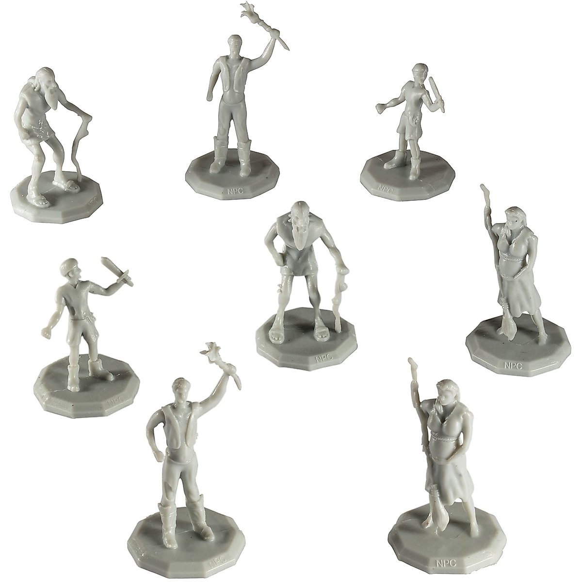 Monster Townsfolk Mini Fantasy Figures - 8pc Peasant Non Player Character NPC Miniatures - 1" Hex-Sized Compatible with DND Dungeons and Dragons, Pathfinder and All RPG Tabletop Games