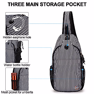 Lumesner Sling Bag Crossbody Sling Backpack with USB Charging Port,Water Resistant Shoulder Bag for Men Women,Lightweight One Strap Backpack Chest bag for Hiking,Cycling,Biking