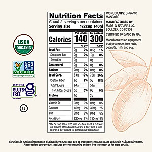 Made in Nature Organic Dried Fruit, Mangoes, 3oz Bags (6 Count) – Non-GMO, Unsulfured Vegan Snack