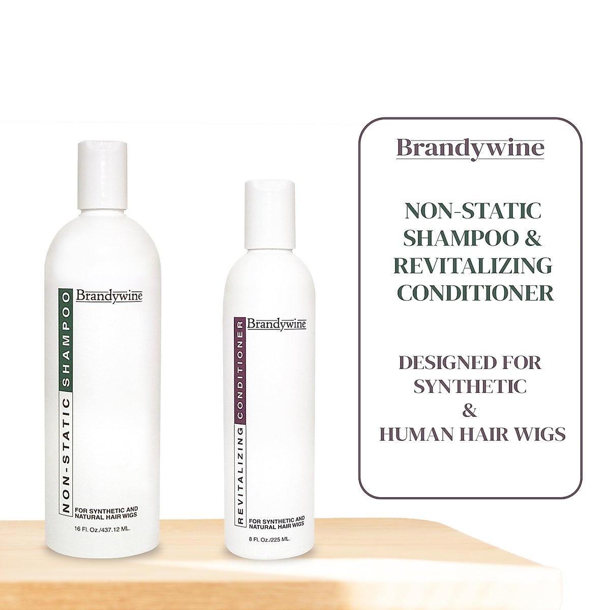 Brandywine Non Static Shampoo 16 Ounce & Revitalizing Conditioner 8 Ounce, Value Pack