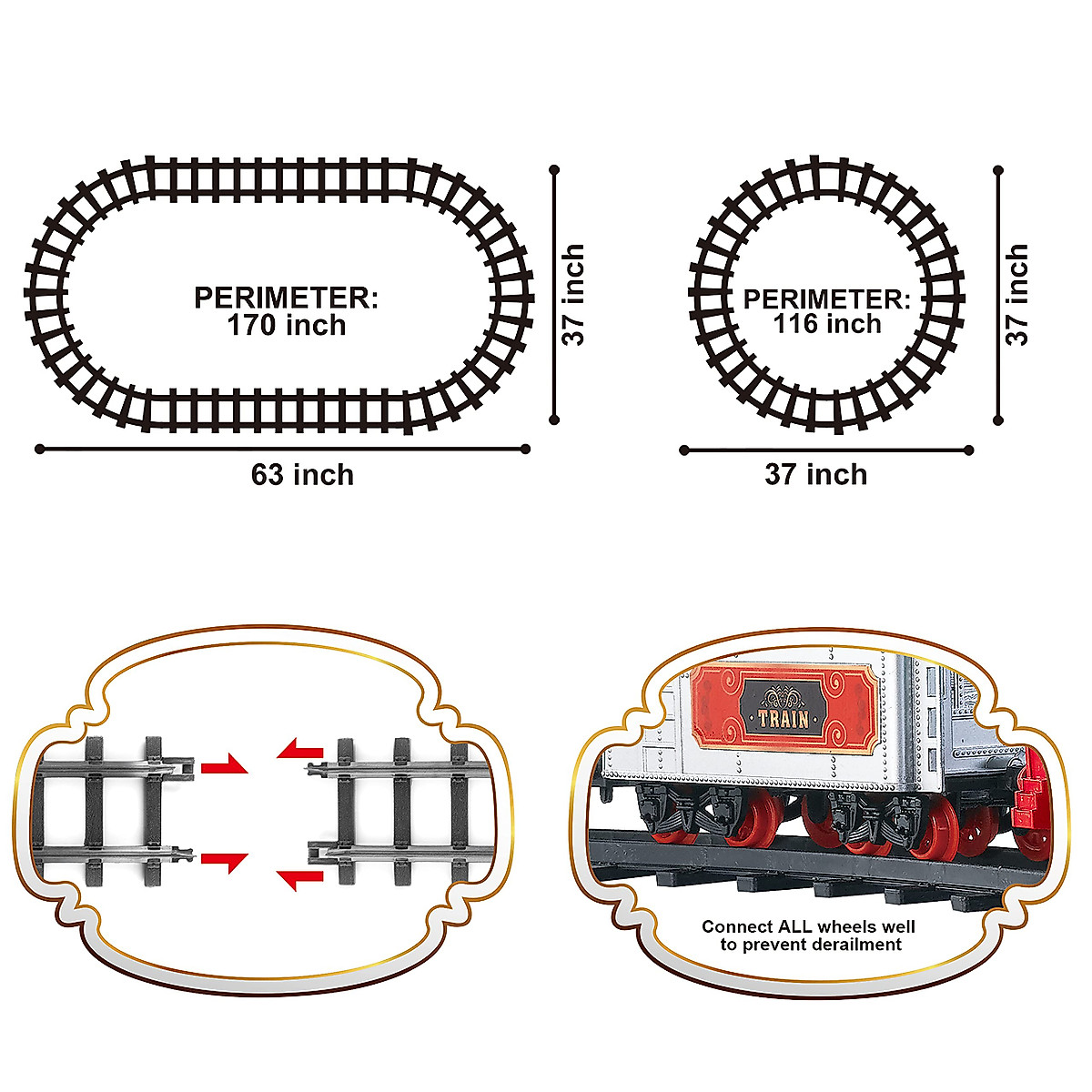 Christmas Train Sets Gift with Lights & Sounds Steam Locomotive Engine, Operated Electric Classical Train Toy with Real Smoke Cargo Cars & Tracks for Over 3 Years Old Boys Girls