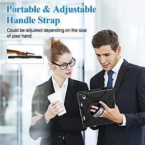 SUPFIVES Case for iPad(A16) 11th 11''2025/ 10th Generation 10.9'' 2022,Heavy Duty Silicone Case with Screen Protector/Pencil Holder/Rotating Stand/Handle/Shoulder Strap(Black)