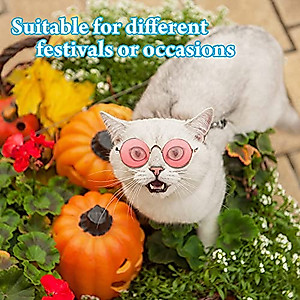 15 Pieces Small Pet Sunglasses Retro Dog Sunglasses Round Metal Puppy Sunglasses Cosplay Glasses Photo Props Eyewear for Cats and Small to Medium Sized Dogs