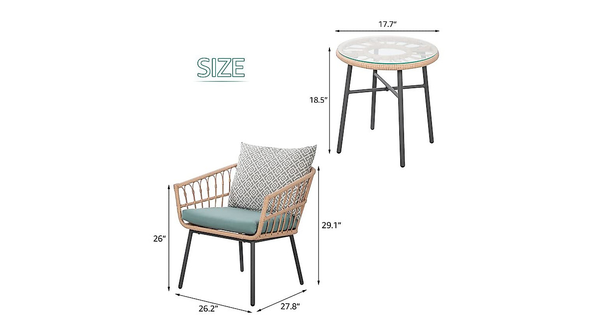 wOod-it 3 Piece Outdoor Patio Bistro Set - Stylish Comfort