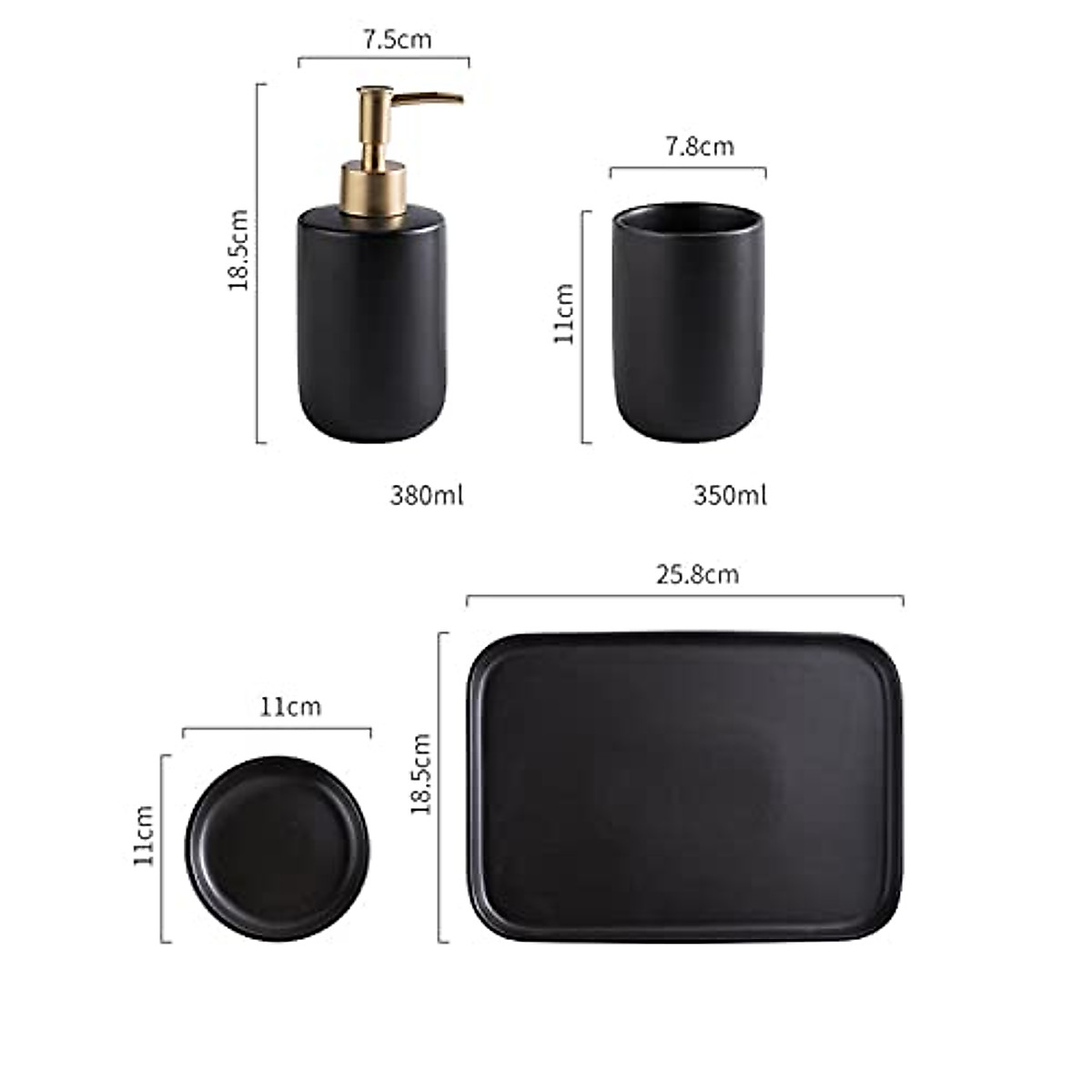 LJXX Bathroom Accessory Set, 4 Pieces Ceramic White Bathroom Accessories for Home and Hotel,Includes Soap Dish, Soap Dispenser Pump, Tumbler, Toothbrush Holder (White)