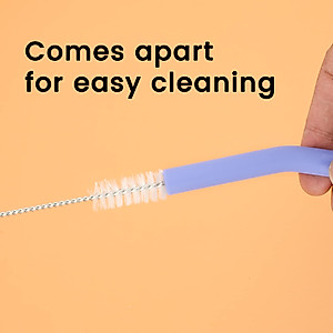 Sursip Set of 6 reusable stainless steel straws with silicone, 8mm Wide Straws for Smoothies Shakes,6 Steel Straws,6 Silicone Tips,1 Straw Cleaning Brush,Removable and easy to clean