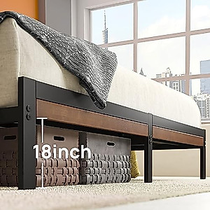 Zebuloni King Bed Frame,Platform Bed Frame,No Box Spring Needed,18 Inch High Platform King Size Bed Frame Free,Heavy Duty Steel Slat with Strong Metal Foundation,Storage Pouch x 1 Included,King