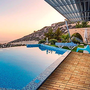 HOUSE84VN Solid Acacia Wood Interlocking Deck Tiles (Pack of 6, 24" x 12"), Indoor/Outdoor Deck Flooring, Waterproof All Weather (24X12, Natural Color)