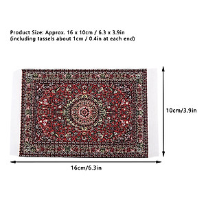 LZKW Turkishness Floral Print, Doll House Asseccories Dollhouse Furniture Dollhouse Blankets Dollhouse Accessories 1:12 Miniature Carpet for Miniature Dollhouse(Red Satin)