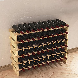 DlandHome 60 Bottle Capacity Stackable Storage Wine Rack 6-Tier Standing Bottles Wood Storage Shelf DUS-BY-WS002