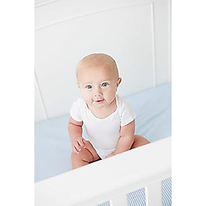 SheetWorld Baby Fitted Changing Pad Cover Sheet 16 x 33 inches, 100% Cotton Jersey Hypoallergenic Sheet, Unisex Boy Girl, Blue Gingham, Made in USA