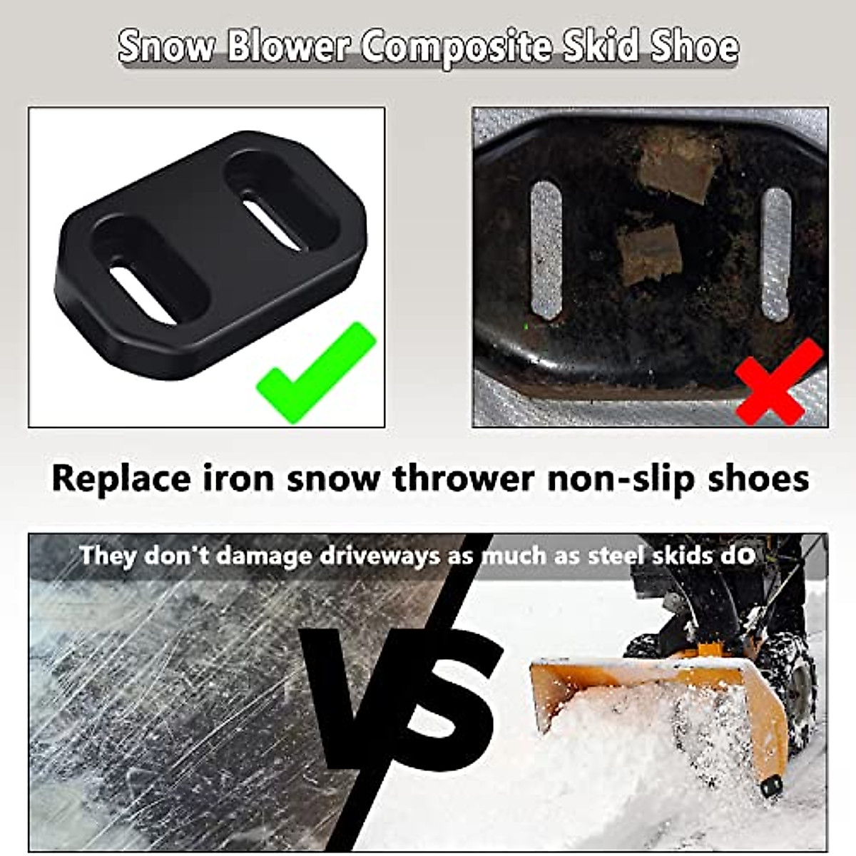 ZHIXING M144012 780-286 Snowblower Composite Skid Compatible with A-riens 02483859 01016500 A108BD, for JohnD-eere M124413 M144012 Snowblower Models.