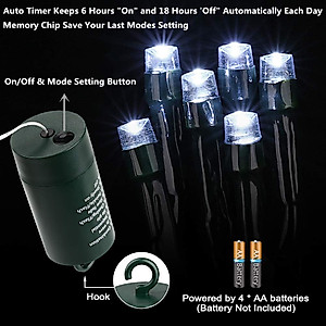 Joomer Battery Christmas Lights, 66ft 200LED Fairy Lights Battery Operated Timer 8 Modes Waterproof for Outdoor Home Garden Party Holiday Christmas Trees Decoration (White)