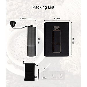 TIMEMORE Manual Coffee Grinder Hand Coffee Grinder Stainless Steel Conical Burr Chestnut C2 MAX Internal Adjustable Setting Capacity 30g French Press Coffee for Travel, Camping, Home (Black C2 MAX)