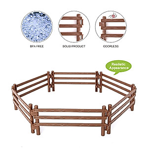 Volnau 20 Pcs Farm Corral Fence Toys Panel Accessories Playset Barn Animal Figures for Toddlers Kids Figurines Set Decoration Prop