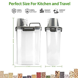 Viretec Rice Airtight Storage Container, 3 to 5Lbs Cereal Dry Food Flour Bin, Pet Dog Cat Food Dispenser with Measuring Cup, BPA Free Clear Plastic Kitchen and Pantry Organization Bin for Sugar, Pasta