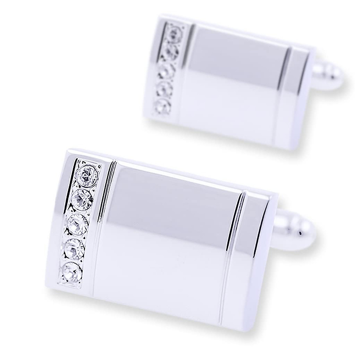 Silver Diamond Cufflinks Men's Business French Cuff Button Cuff Nails (Color : A, Size : One Size) (A One Size)