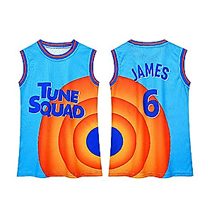 Basketball Jersey for Kids No.6 Space Movie Basketball Superstar No.6 Tshirt Fashion Sport Tank Tops Quick Dry Basketball Cartoon Movie Jersey Novelty Sportwear Tops Tee for Boys Halloween Costume #6