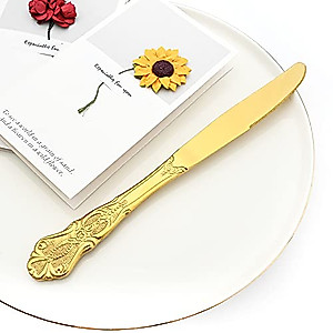 Snplowum Royal 24-piece Gold Mirror Silverware Dinnerware, 18/10 Stainless Steel Luxury Flatware Service For 6 Tableware Ideal For Wedding Home Restaurant, Dishwasher Safe