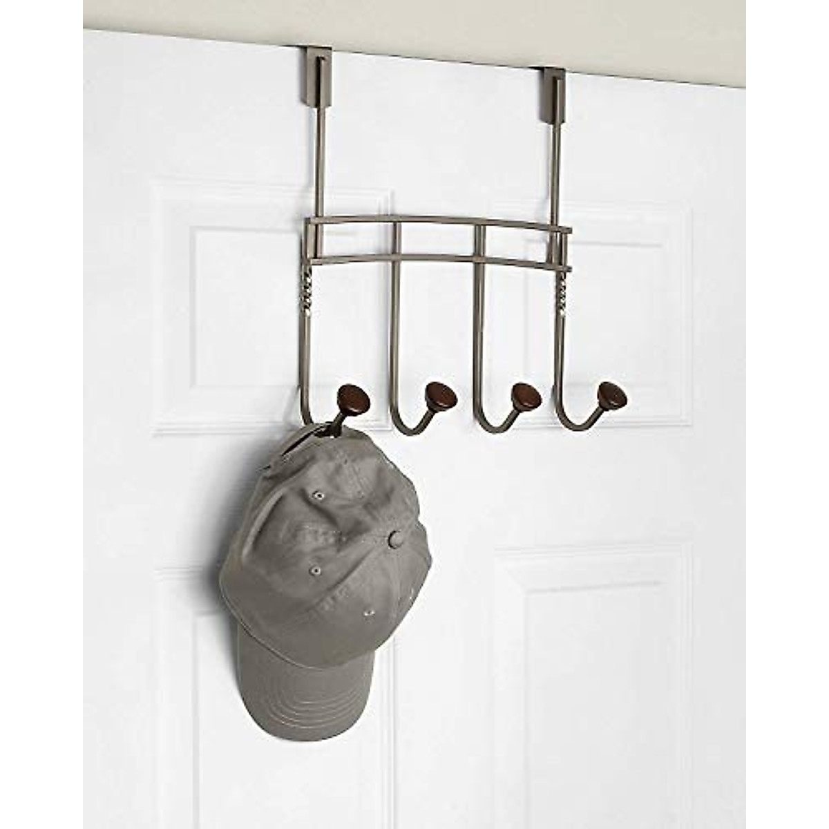 Spectrum Diversified Cambridge Over The Door 4 Hook Rack for Storage and Organization of Entryway Bedroom, Coffee/Graphite