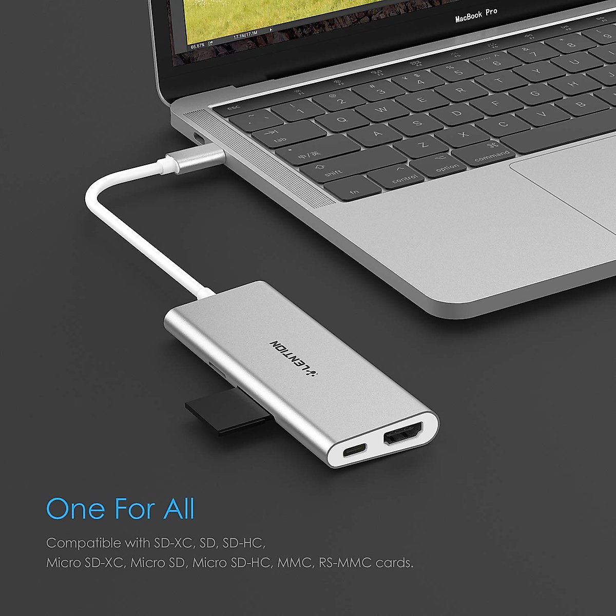 LENTION USB C Multi-Port Hub with 4K HDMI, 4 USB-A, SD 3.0 Card Reader, Type C Charging Adapter Compatible 2023-2016 MacBook Pro 13/15/16, New Mac Air/Surface, Chromebook, More (CB-C36, Silver)