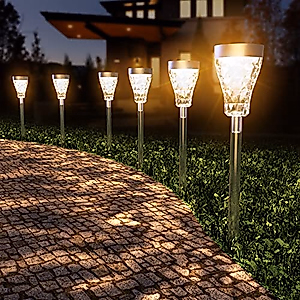 JACKYLED 8 Pack Solar Pathway Lights with Ripple Effect, 3 Modes, Solar Walkway Lights Outdoor Waterproof Garden Landscape Decorative Lighting Auto On/Off for Path Driveway Backyard Lawn