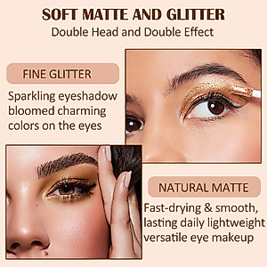 DAGEDA 12 Colors Liquid Eyeshadow Set, 6Pcs Dual-ended Waterproof Matte and Pearl Eyeshadow, Highly Pigmented Neutral Eyeshadow, Long Lasting Quick-Drying Glitter Eye Makeup Set