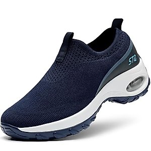 STQ Walking Shoes for Women Lightweight Slip on Comfort Sneakers with Arch Support Navy US 6